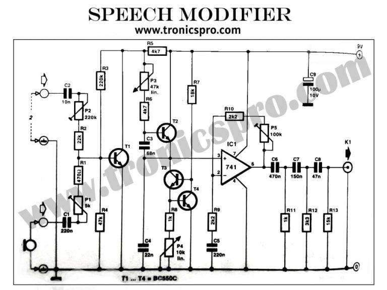 Speech Modifier Circuit Diagram - TRONICSpro
