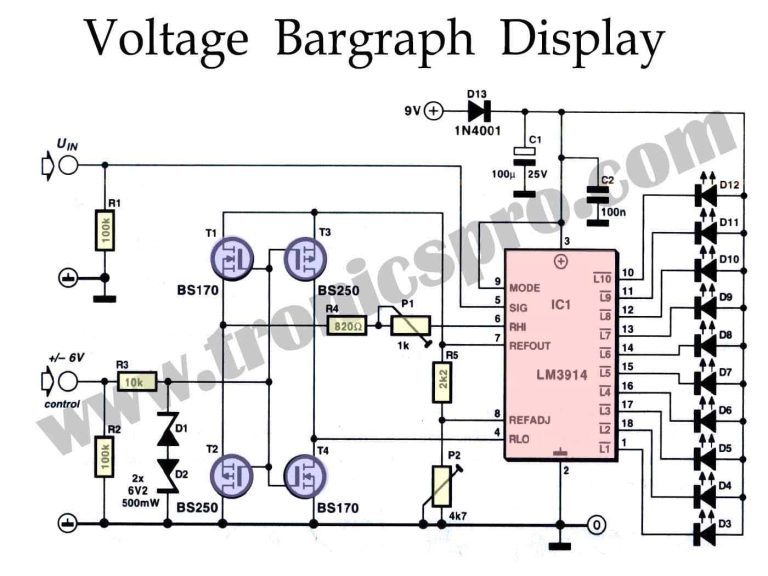 Voltage Bargraph Display Circuit Diagram - TRONICSpro