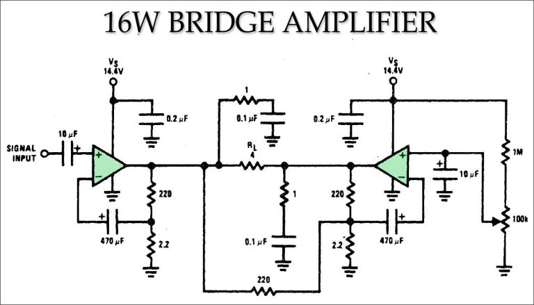Bridge Amplifier LM388 Circuit Diagram DIY - TRONICSpro